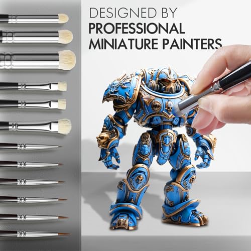 Miniature Paint Brushes Dry Brush Set, 12pcs Miniature Painting Modeling Fine Detail Paint Brush Set, Drybrush Paint Brush for Miniature, Vallejo, Model, Citadel, Figurine