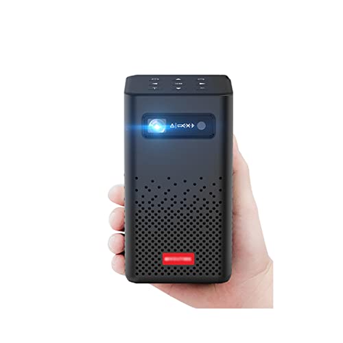 Rwlre Portable LED Projectors, Smart Android WiFi LED DLP Home Theater Portable Mini 3D Projector 4K 1080P Projetor for Smart Phone 4K Cinema (Color : Black)