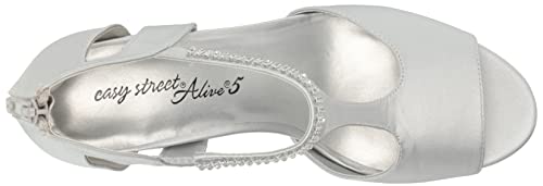 Easy Street Women's Flash Heeled Sandal, Silver Satin, 8