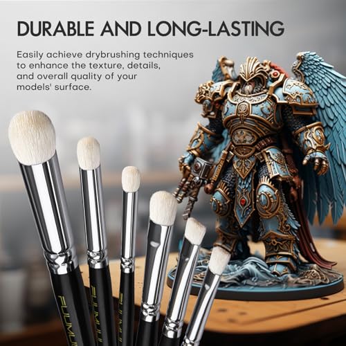 Miniature Paint Brushes Dry Brush Set, 12pcs Miniature Painting Modeling Fine Detail Paint Brush Set, Drybrush Paint Brush for Miniature, Vallejo, Model, Citadel, Figurine
