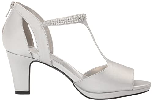 Easy Street Women's Flash Heeled Sandal, Silver Satin, 8