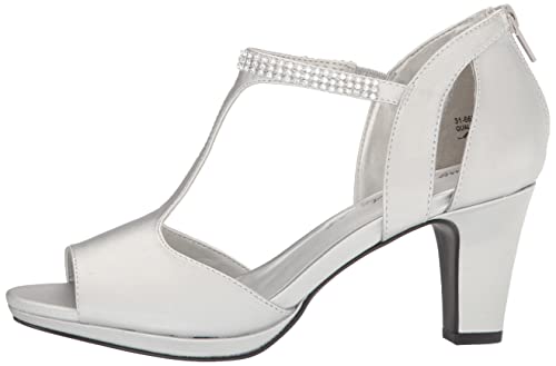 Easy Street Women's Flash Heeled Sandal, Silver Satin, 8