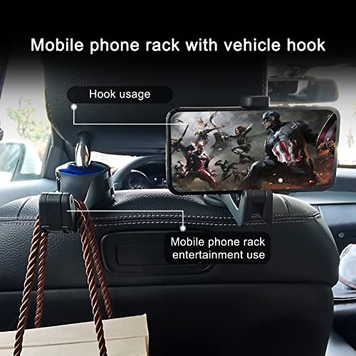 Ajxn 2 in 1 Car Seat Hooks for Purses and Bags with Phone Holder,Automative Headrest Purse Handbag Holder Hangers Organizers,Falling Resistance, Quietness and Universal Fit 2PCS (Red)