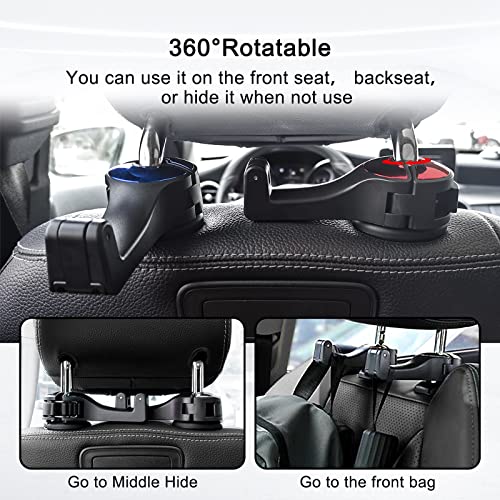 Ajxn 2 in 1 Car Seat Hooks for Purses and Bags with Phone Holder,Automative Headrest Purse Handbag Holder Hangers Organizers,Falling Resistance, Quietness and Universal Fit 2PCS (Red)