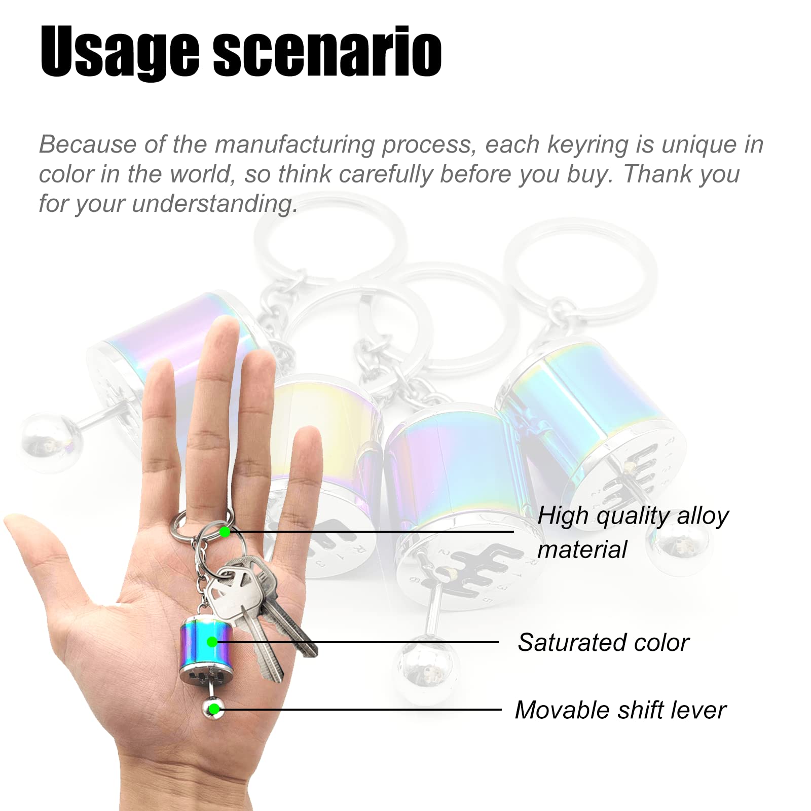 Mini Six Speed Manual Transmission Shift Lever Keyring Creative Auto Part Model Key Chain Ring Keyrings Keyfob (Colorful)