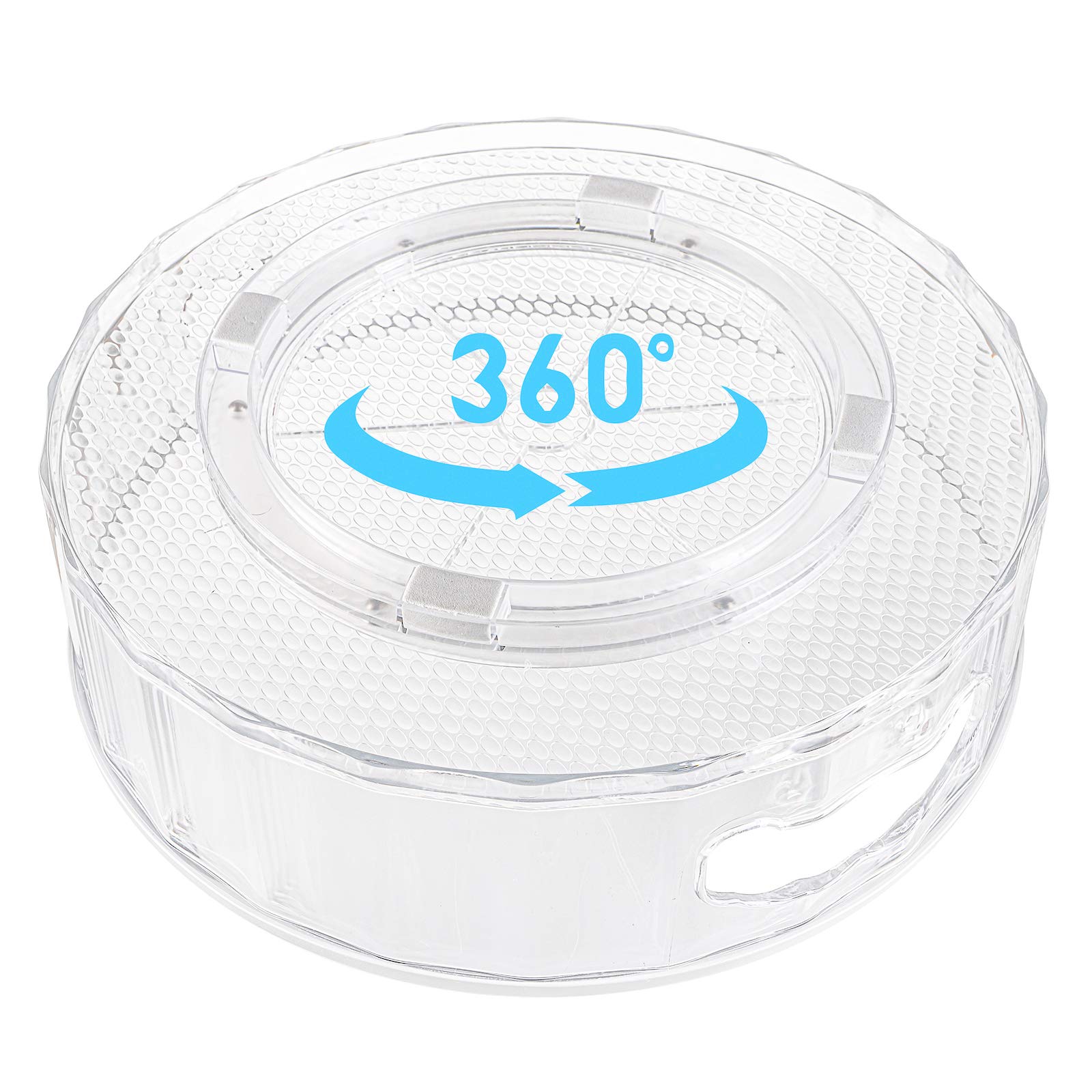 Hedume Set of 2 Lazy Susan Turntable with Handle, Basics Plastic Kitchen Turntable, Multifunctional Spice Racks Organizer, 360 Degree Rotating Food Storage Container for Refrigerator or Countertop