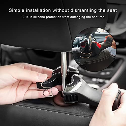 Ajxn 2 in 1 Car Seat Hooks for Purses and Bags with Phone Holder,Automative Headrest Purse Handbag Holder Hangers Organizers,Falling Resistance, Quietness and Universal Fit 2PCS (Red)