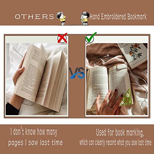 Personalized Hand Embroidered Corner Bookmark,Hand Stitched Felt Corner Bookmark,Cute Flower Letter Embroidery Bookmarks for Book Reading Lovers Meaningful Gift(4 PCS)