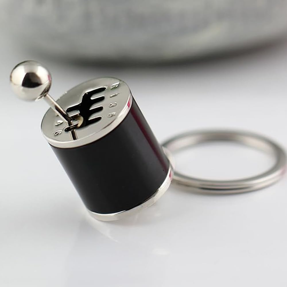 iJDMTOY Chrome Polished Alloy Metal Gear Box Shifter Shape Key Chain Ring Keychain