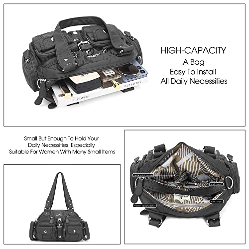 Angel Kiss Hobo Crossbody Purses for Women Shoulder Bag Multipocket Soft Hobo Purses Removable Strap Leather Handbags