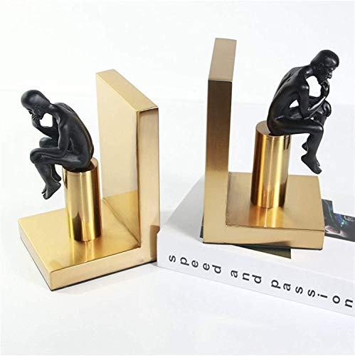 Bookend Supports HeavyDuty , Small Humanoid Bookend Book Organizer Set of Two Iron Children Adults Desk Office Home Decoration Gift