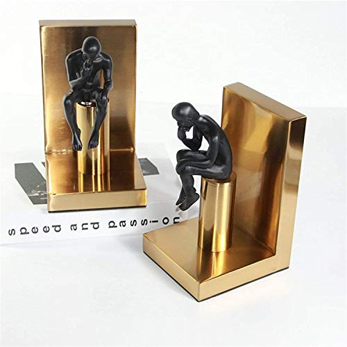 Bookend Supports HeavyDuty , Small Humanoid Bookend Book Organizer Set of Two Iron Children Adults Desk Office Home Decoration Gift