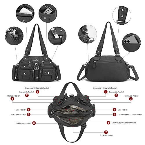Angel Kiss Hobo Crossbody Purses for Women Shoulder Bag Multipocket Soft Hobo Purses Removable Strap Leather Handbags