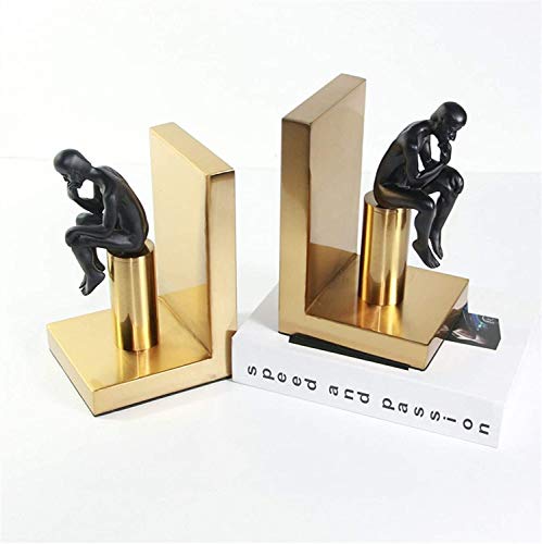 Bookend Supports HeavyDuty , Small Humanoid Bookend Book Organizer Set of Two Iron Children Adults Desk Office Home Decoration Gift