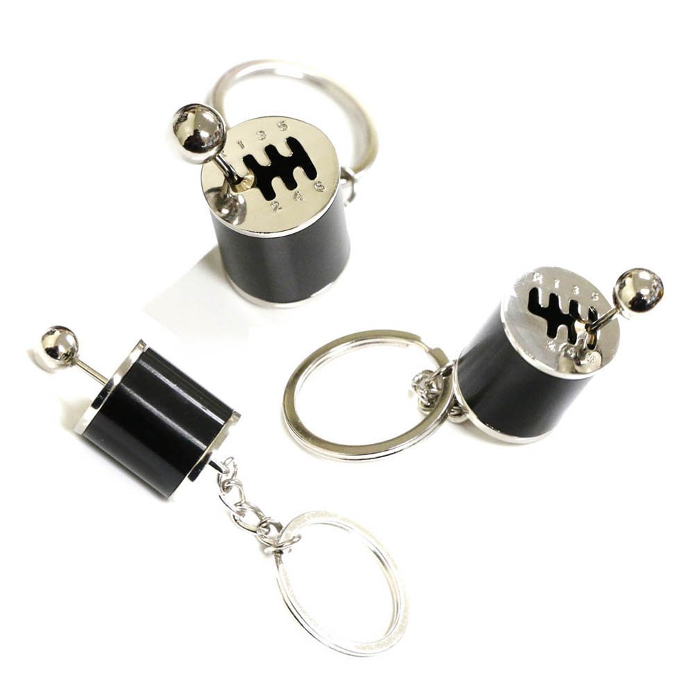 iJDMTOY Chrome Polished Alloy Metal Gear Box Shifter Shape Key Chain Ring Keychain