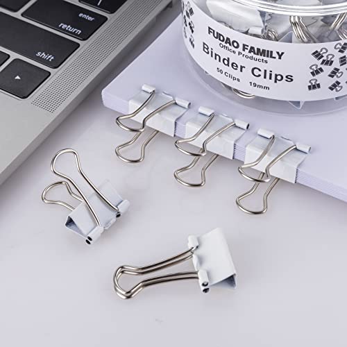 Small Binder Clips, 3/4 Inch ( 19mm ) Binder Clips, 50 Pack Mini Binder Clips (White)