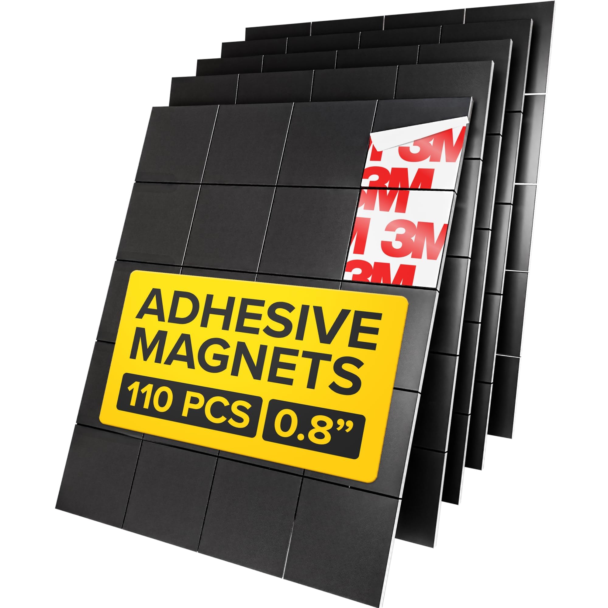 Magnetic Squares - Self Adhesive Magnetic Squares (Each 4/5" x 4/5") - Flexible Sticky Magnets - Peel & Stick Magnetic Sheets - Tape is Alternative to Magnetic Stickers, Magnetic Strip and Roll