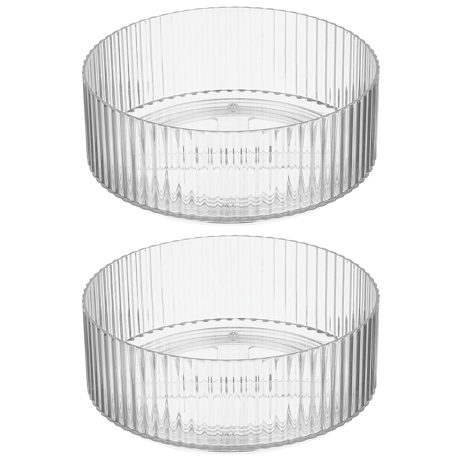mDesign Fluted Lazy Susan Turntable Plastic Spinner for Kitchen and Bathroom Cabinet, Cupboard, Countertop Organizing, Rotating Organizer for Condiments, Jewelry, Accessories, 9" Round - 2 Pack, Clear