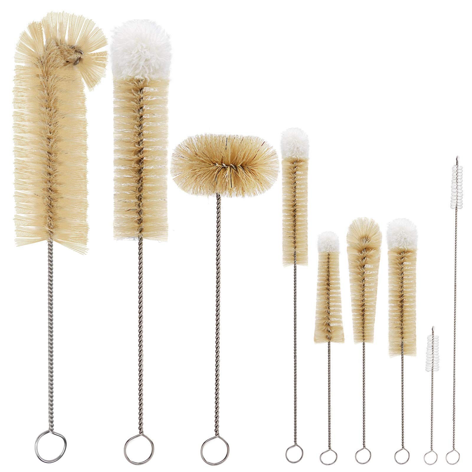 MASTERTOP 9 Pieces Bottle Brush Set - Long Water Bottle and Straw Brush Cleaning Set BPA Free Bottle Cleaner Brush for Baby Bottle Pipes Coffee Grinder Teapot Narrow Neck Wide Mouth Water Bottles