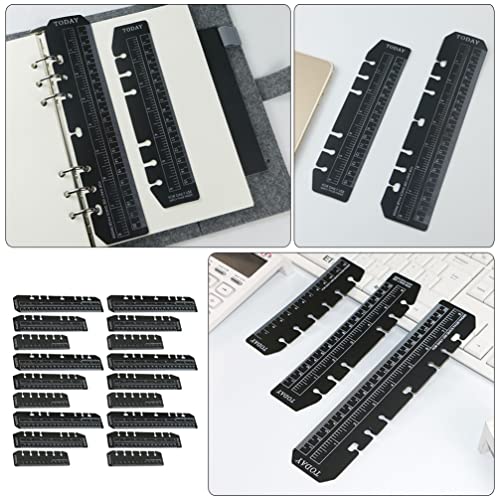Operitacx 18Pcs Bookmark Rulers, Black Plastic Planner Bookmark, Page Marker Divider, Pagefinder Measuring Page Ruler, Notebook Planner (A5 A6 A7 Each 6 pcs)