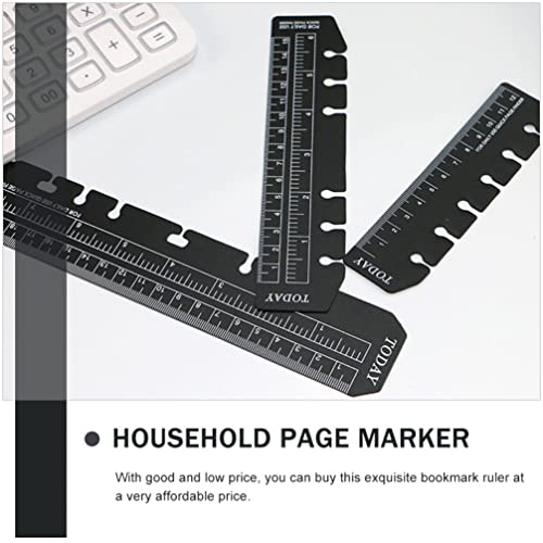 Operitacx 18Pcs Bookmark Rulers, Black Plastic Planner Bookmark, Page Marker Divider, Pagefinder Measuring Page Ruler, Notebook Planner (A5 A6 A7 Each 6 pcs)