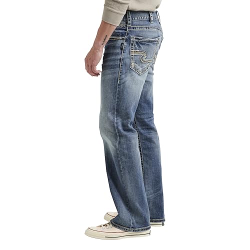 Silver Jeans Co. Men's Zac Relaxed Fit Straight Leg Jeans, Light Indigo, 32W x 32L