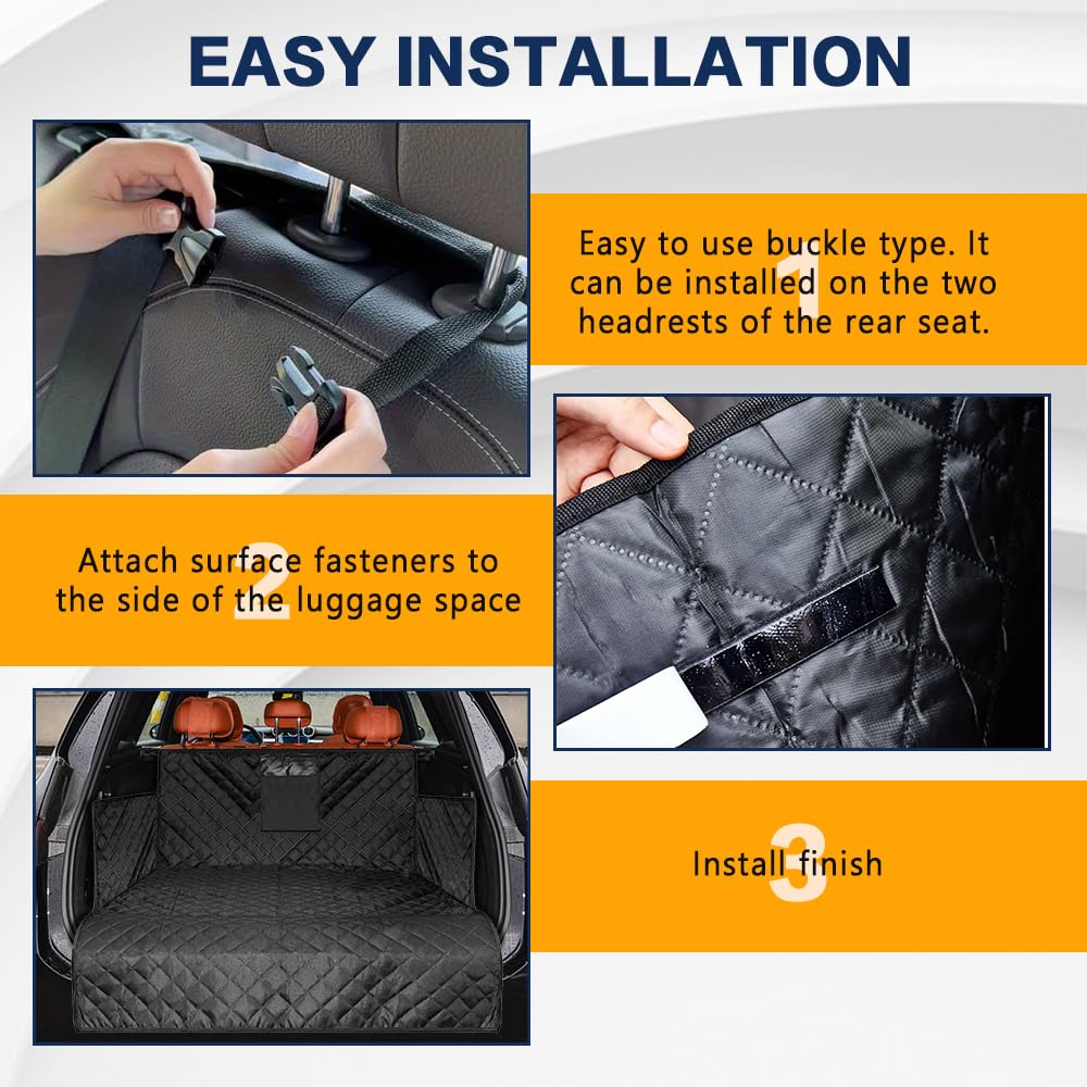 Middrivr Car Trunk Mat, Waterproof Cargo Liner for SUV, Rear Seat Cover Mat, Oxford Cloth, Universal Fit, Black