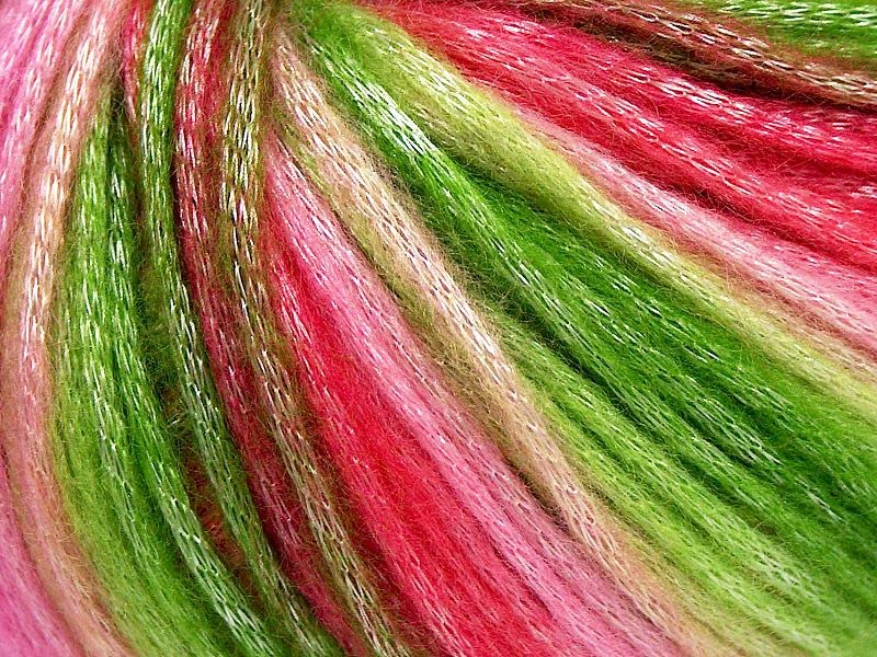 Strawberries & Limes (Pinks & Greens) Picasso Fuzzy with Subtle Sheen Yarn, Polyester, Acrylic Blend 50 gram 125 Yards