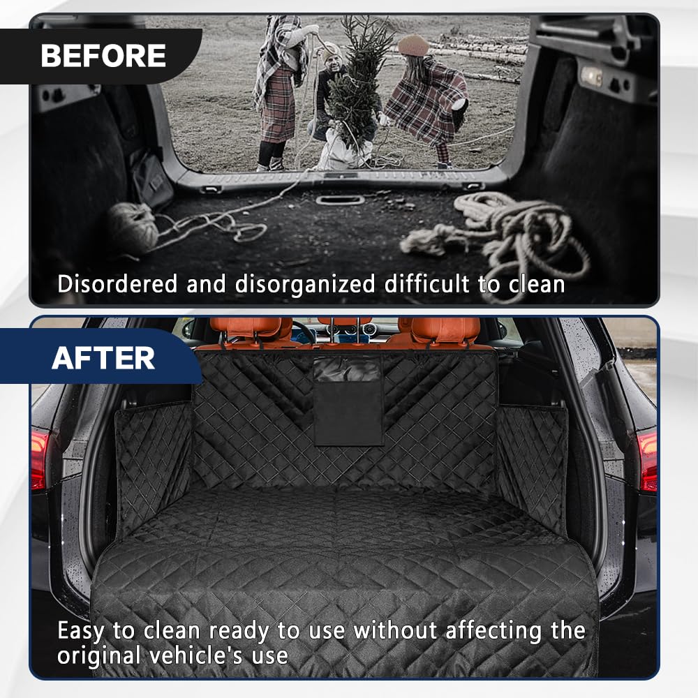 Middrivr Car Trunk Mat, Waterproof Cargo Liner for SUV, Rear Seat Cover Mat, Oxford Cloth, Universal Fit, Black