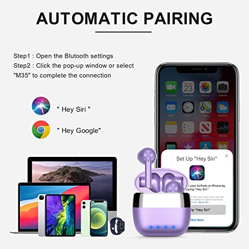 Wireless Earbuds, Bluetooth 5.2 IPX6 Waterproof 30H Playtime True Wireless Stereo Headphones for iPhone Android with Charging Case in-Ear Earphones Headset Mic Hi-Fi Sound Deep Bass Sport/Travel/Gym
