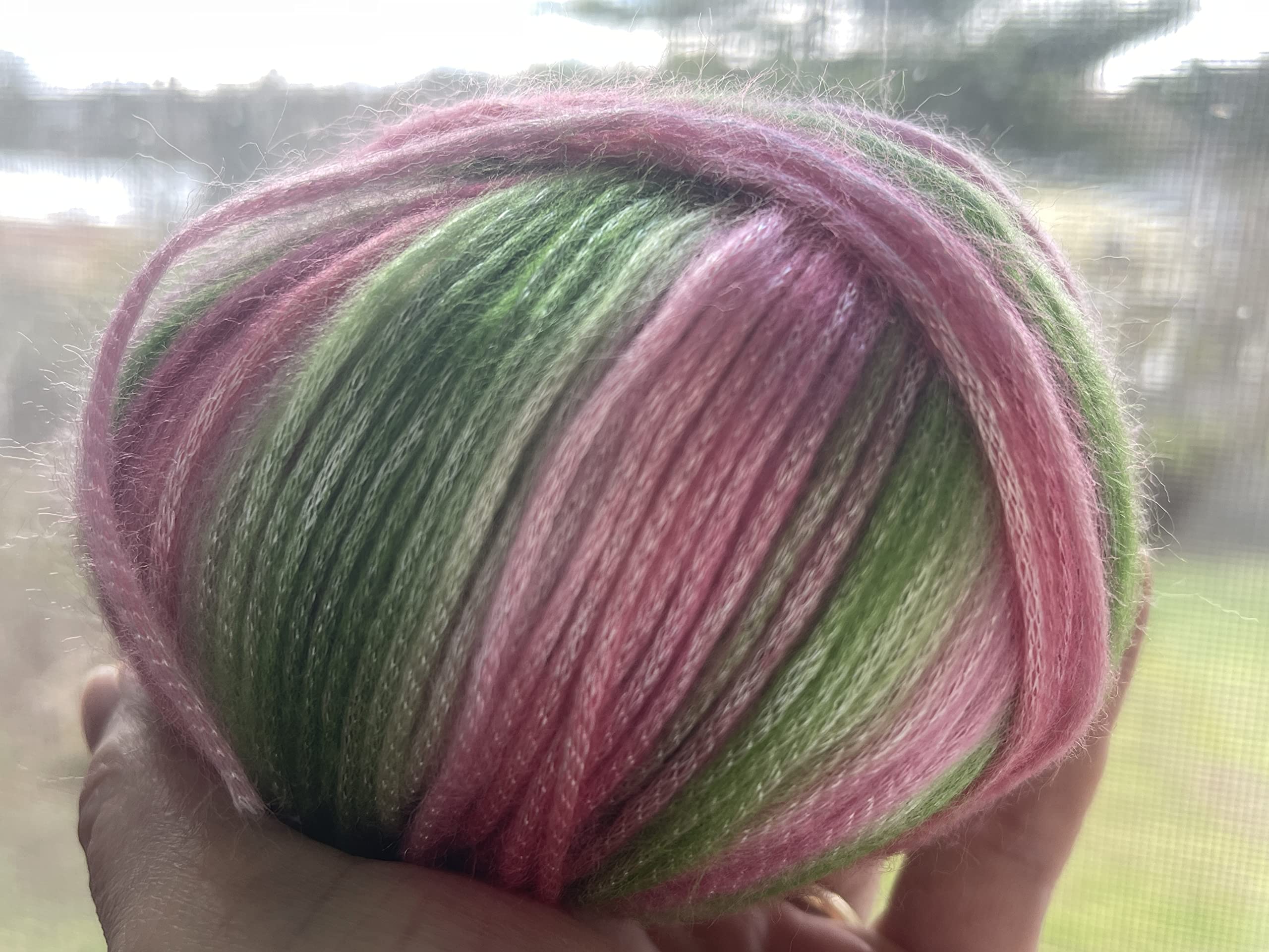 Strawberries & Limes (Pinks & Greens) Picasso Fuzzy with Subtle Sheen Yarn, Polyester, Acrylic Blend 50 gram 125 Yards