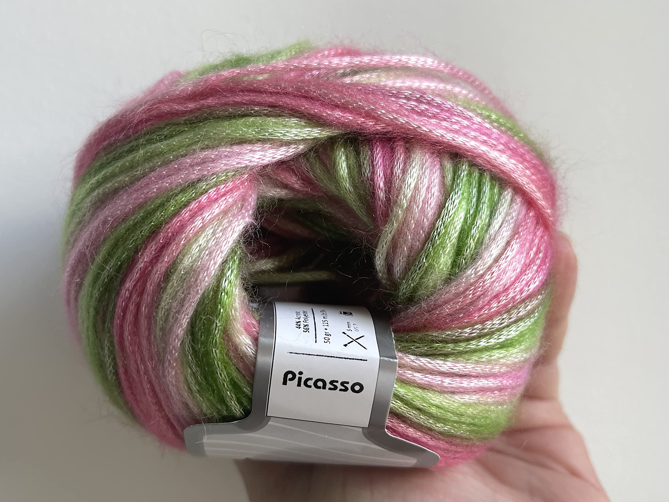 Strawberries & Limes (Pinks & Greens) Picasso Fuzzy with Subtle Sheen Yarn, Polyester, Acrylic Blend 50 gram 125 Yards