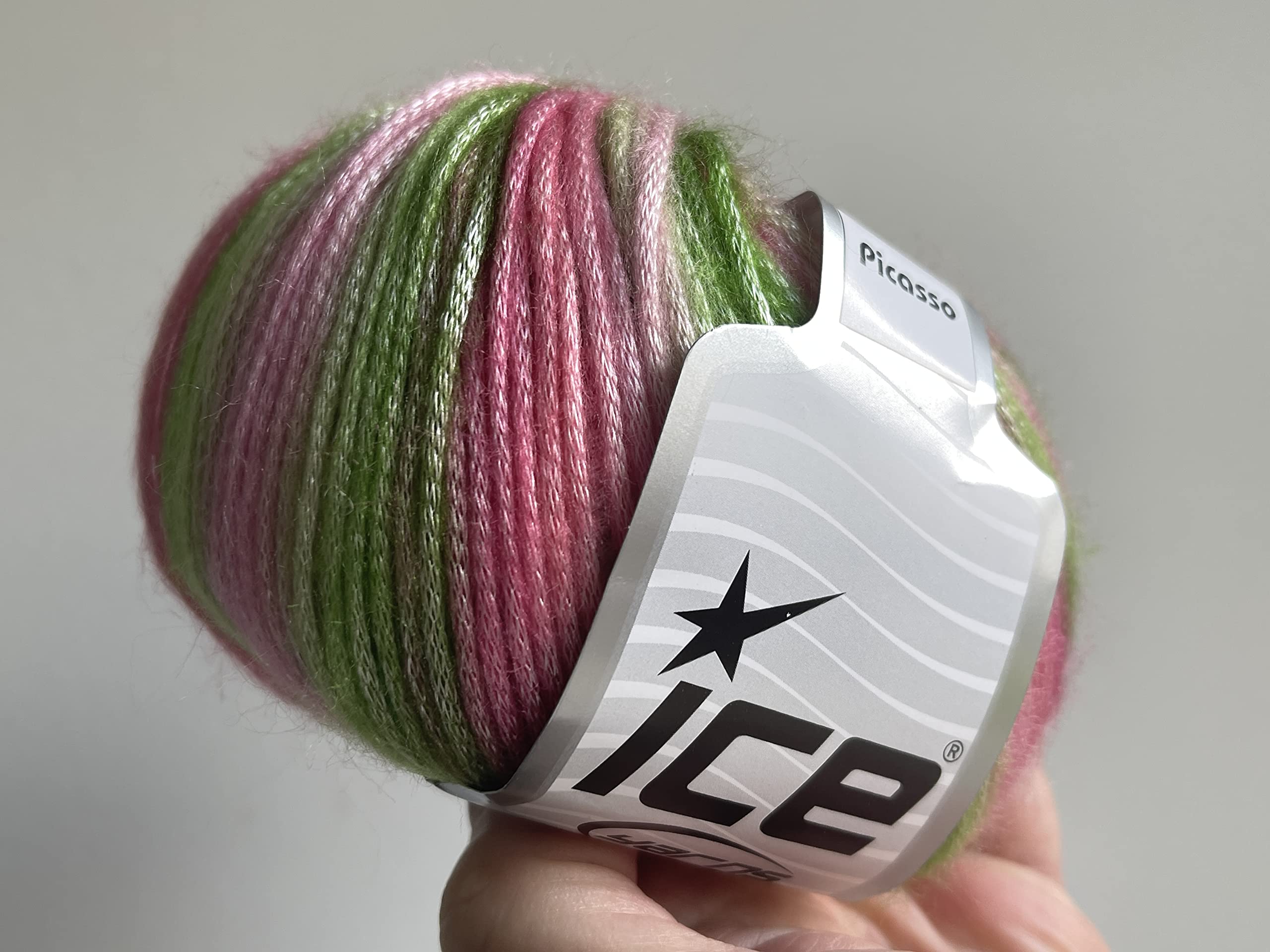 Strawberries & Limes (Pinks & Greens) Picasso Fuzzy with Subtle Sheen Yarn, Polyester, Acrylic Blend 50 gram 125 Yards