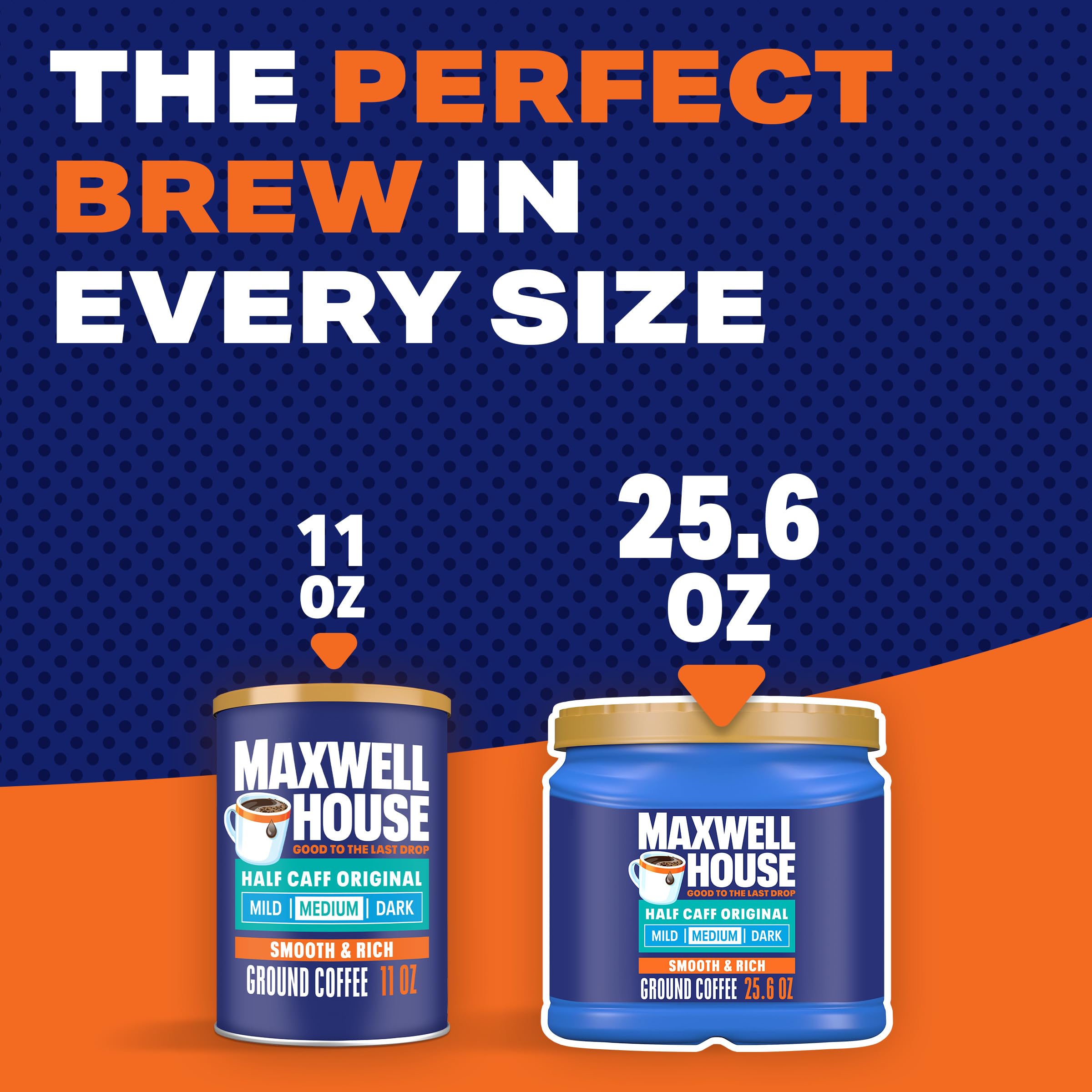 Maxwell House Half Caffeine Ground Coffee (25.6 oz Canister)