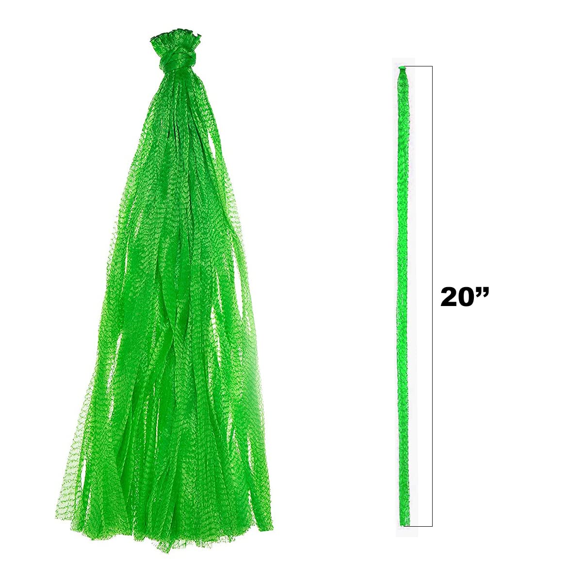 SRXES 100Pcs Reusable Mesh Nylon Netting with Loop-Style Closures, 20 Inch Red Reusable Nylon Mesh net Produce Grocery Toys Fruits Vegetables Storage Poly Bags, Seafood Bag (Green, 20 Inches)