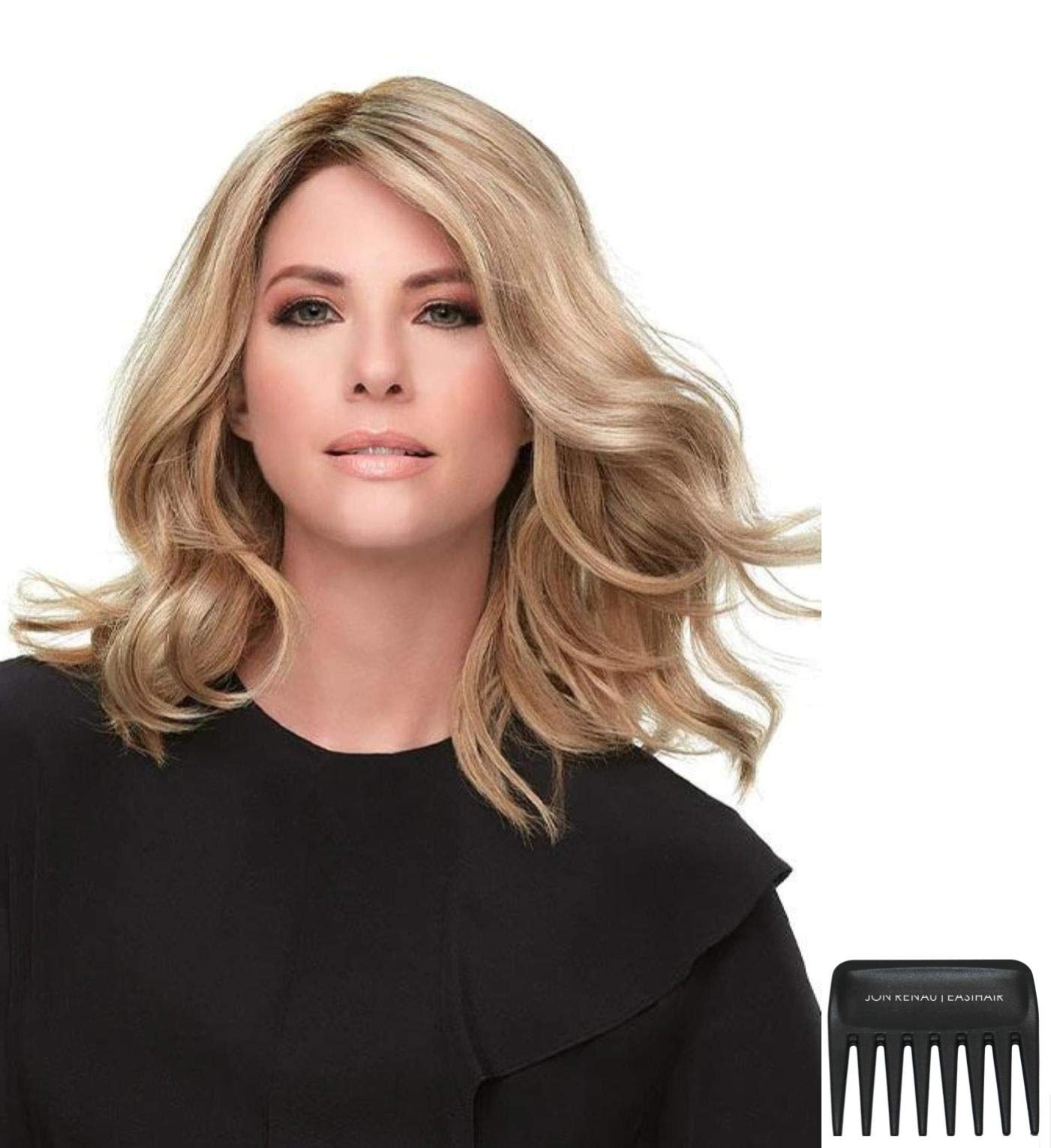 Bundle - 3 item: Top Smart Wavy 12" Hair Topper by Jon Renau, Christy's Wigs Q & A Booklet & Wide Tooth Comb - Color: 1B