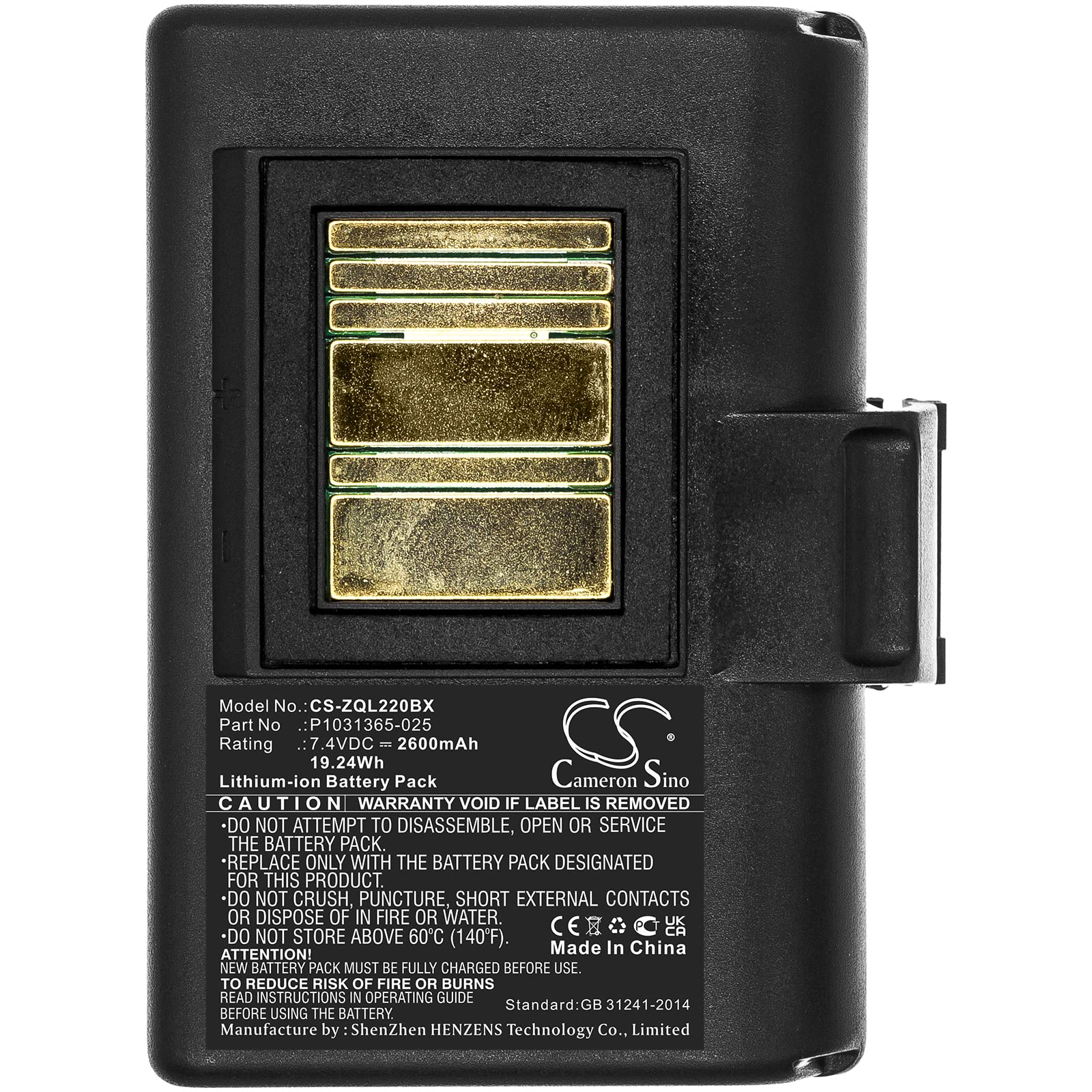 Portable Printer Battery for Zebra QLN220 QLN320 ZQ510 ZQ520 P1031365-025 P1023901 P1023901-LF AT16004