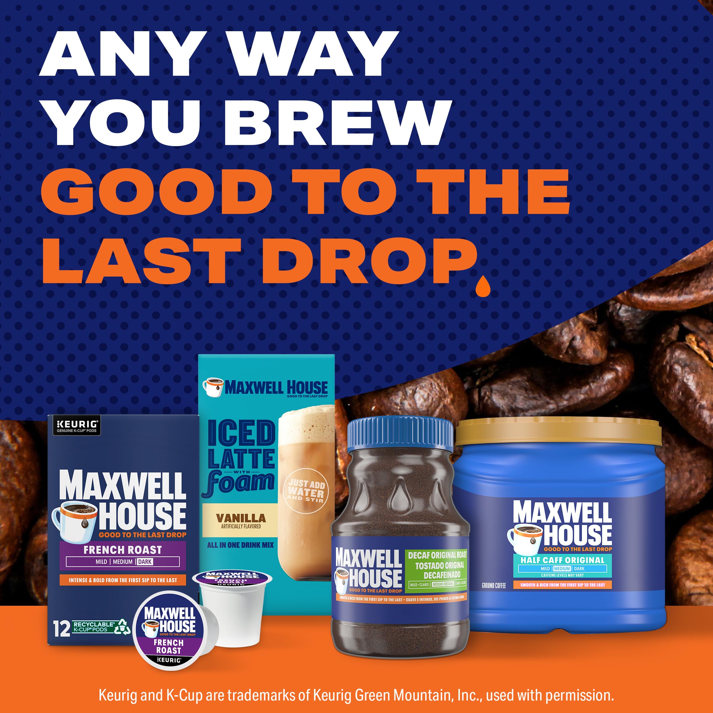Maxwell House Half Caffeine Ground Coffee (25.6 oz Canister)