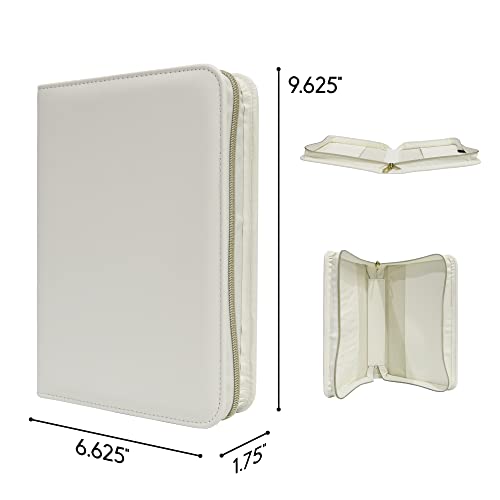 9.6x6.6 Inch Personalized Bible Cover, Custom Bible Cover – Personalized Leatherette Bible Cover and Carrying Case with Handle, Womens Bible Case - White Small (Design 1)