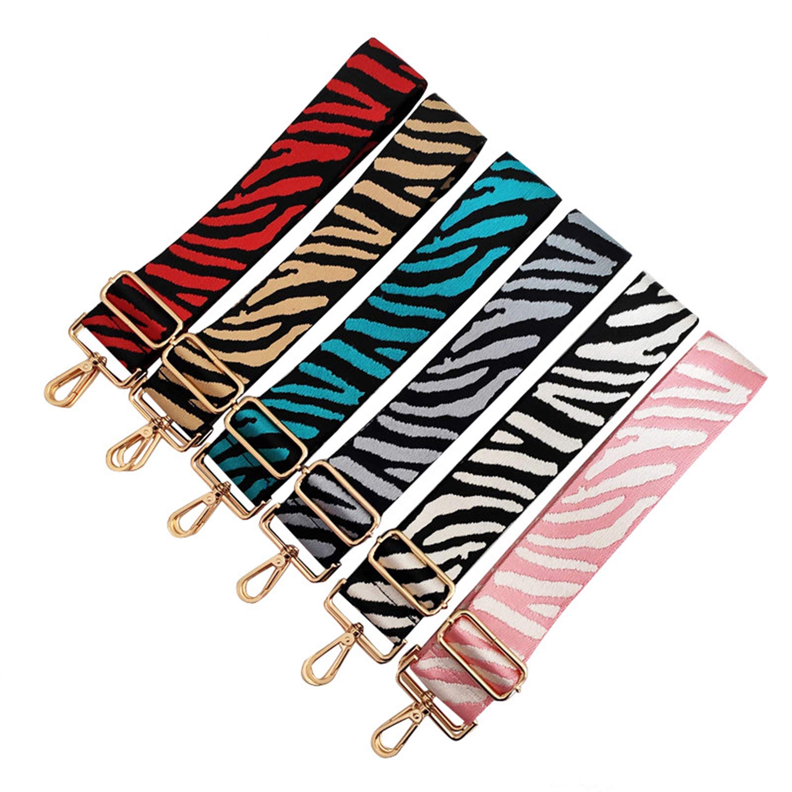LOHGOU Wide Purse Bag Strap Replacement Zebra Pattern Adjustable Crossbody Handbag Purse Strap Handbag Strap Extender (Purple)