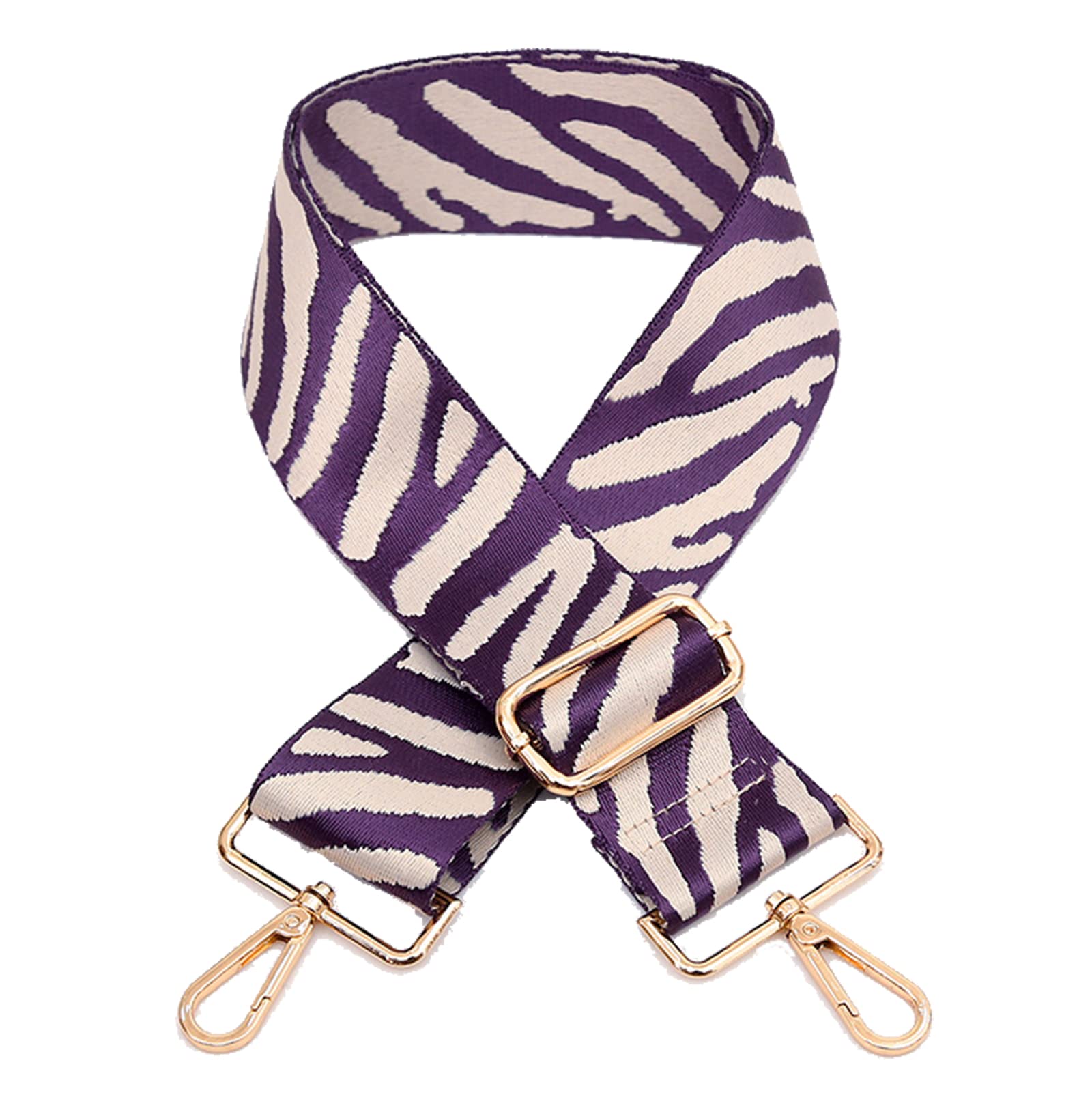 LOHGOU Wide Purse Bag Strap Replacement Zebra Pattern Adjustable Crossbody Handbag Purse Strap Handbag Strap Extender (Purple)