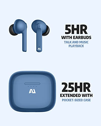 Wireless Earbuds, Active Noise Cancelling, 20 Hours Playtime, Workout Sweat Resistant, Touch Control (Navy)
