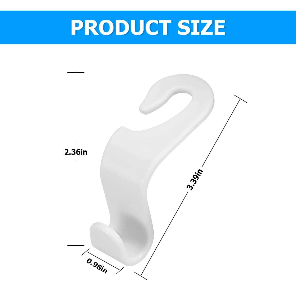 8sanlione Car Back Seat Headrest Hooks, 4PCS Vehicle Backseat Storage Organizer Hanger, Multifunctional Auto Headrest Hidden Hook Universal for Handbag Purse Backpacks Bags and Groceries (White)