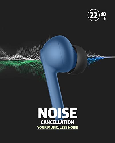 Wireless Earbuds, Active Noise Cancelling, 20 Hours Playtime, Workout Sweat Resistant, Touch Control (Navy)