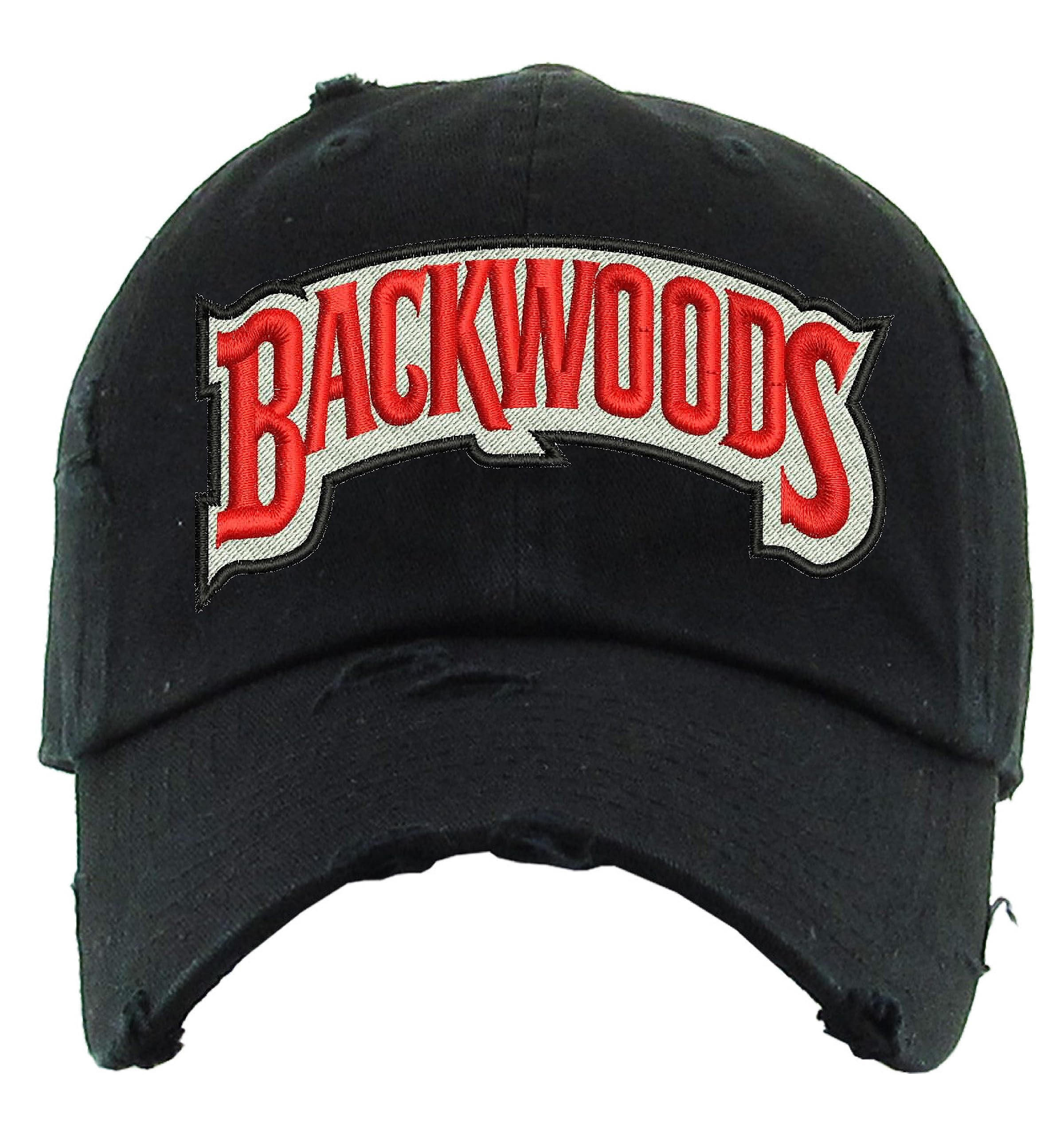 Backwoods Dad Hat Embroidered Adjustable Vintage Snapback Cap (Black)