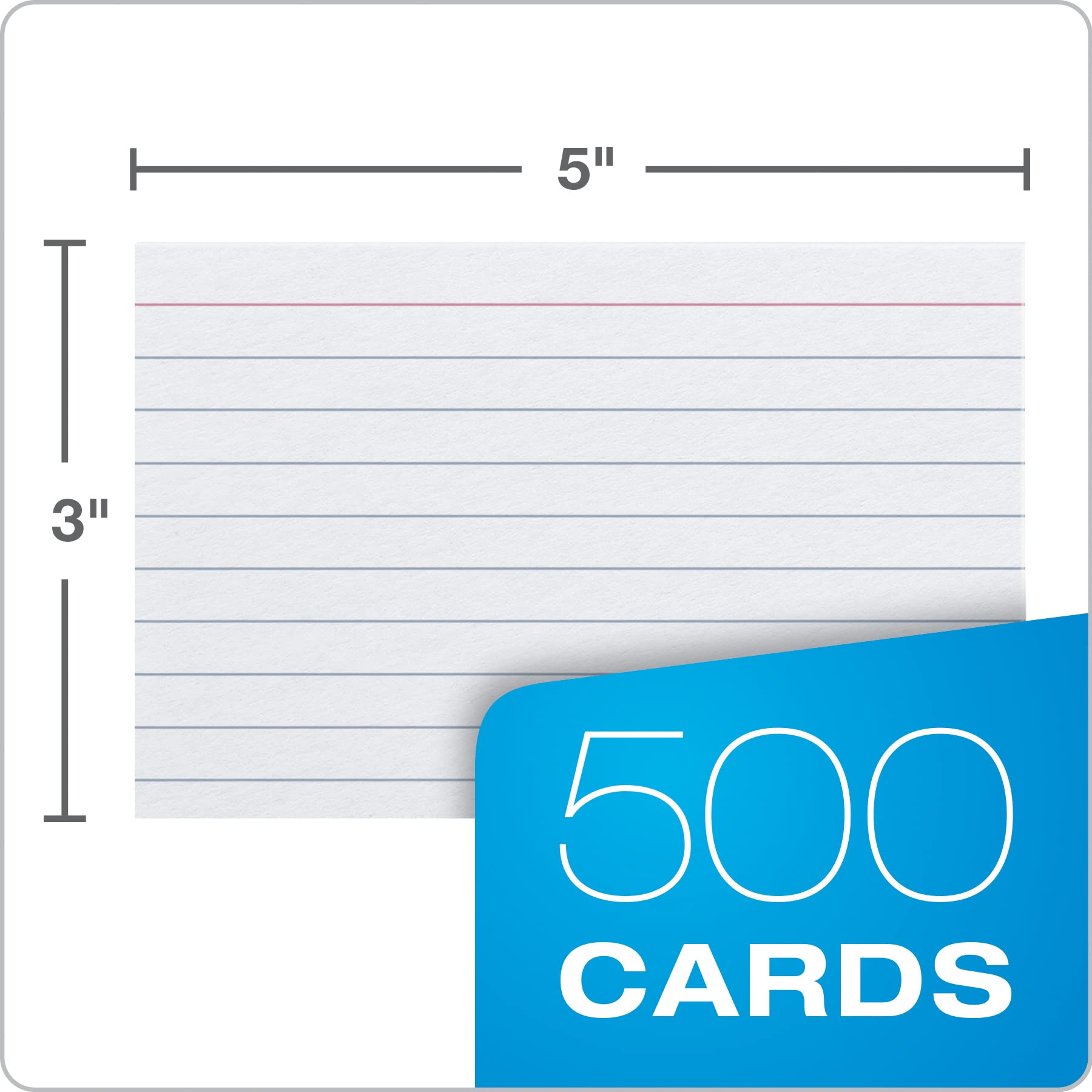 Oxford Index Cards, 500 Pack, 3x5 Index Cards, Ruled on Front, Blank on Back, White, 5 Packs of 100 Shrink Wrapped Cards (40176)