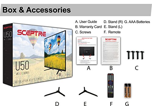 Sceptre UTV 50" Class 4K LED TV 3840x2160 U508CV-UMC 4X HDMI Ports, Metal Black
