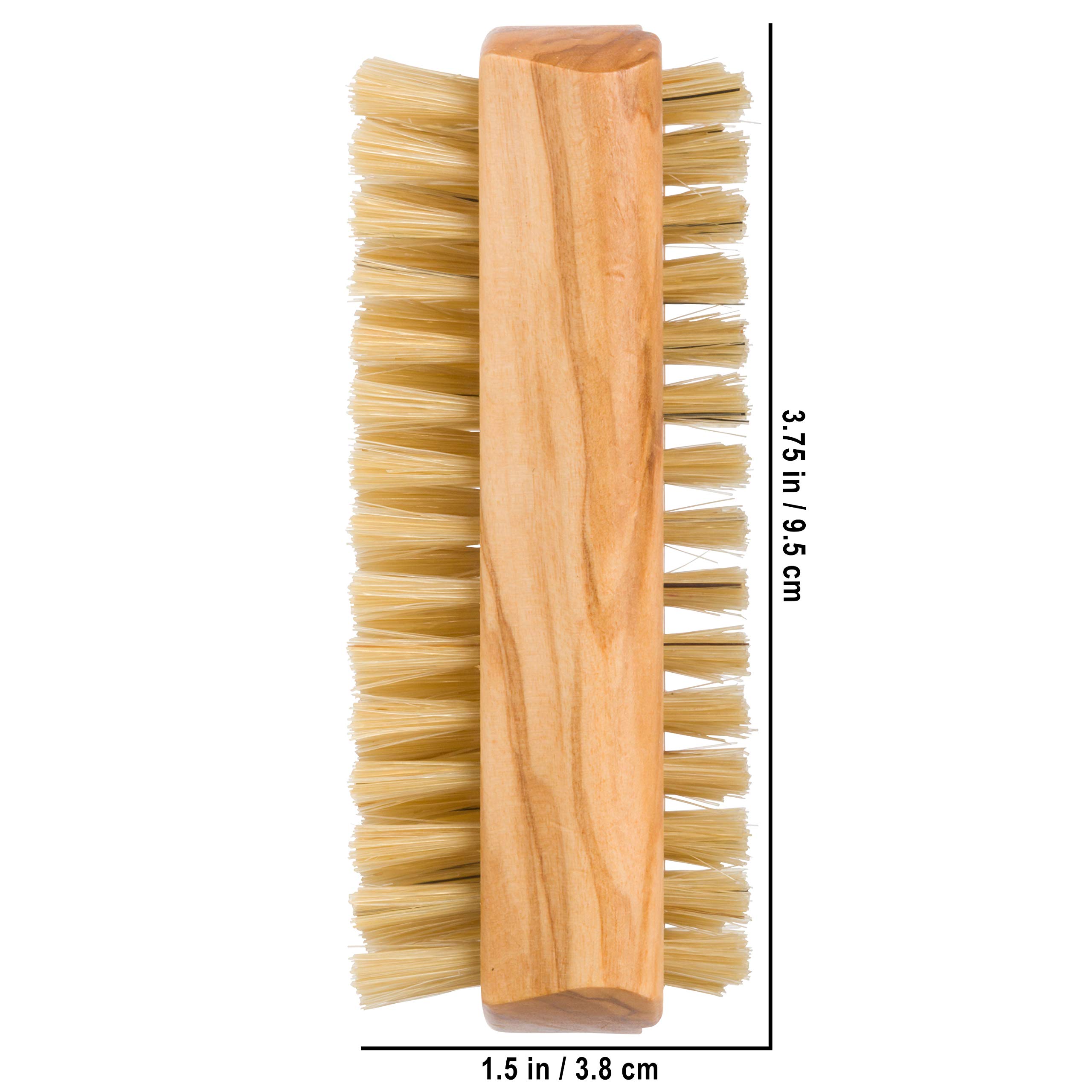 Redecker Natural Pig Bristle Nail Brush with Waxed Olive Wood Handle, 3-3/4-Inches