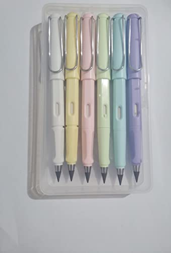 Forever store 6Pcs Everlasting Pencil, Inkless Pencil Eternal with 6pcs Replacement Nibs, Inkless Pen Unlimited Writing Pencil, Reusable Erasable Pencil for Student Artist, Kids Gifts (6pcs-A)