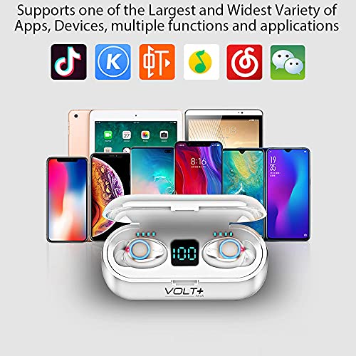 VOLT PLUS TECH Wireless V5.3 Bluetooth Earbuds for Samsung Galaxy S20/FE/Ultra/S20+/5G/Fan Edition/Plus with LED Display, Mic and 8D Bass, F9 TWS and IPX7 Waterproof/Sweatproof with 2000mAh PowerBank